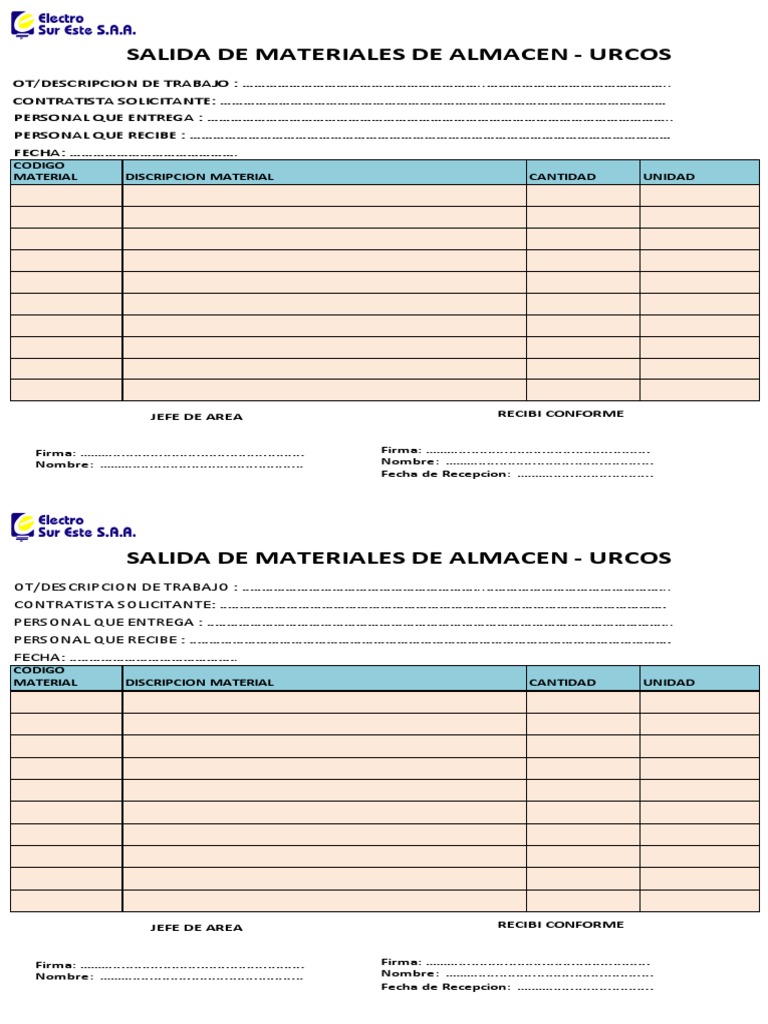 Formato para Retiro de Materiales | PDF