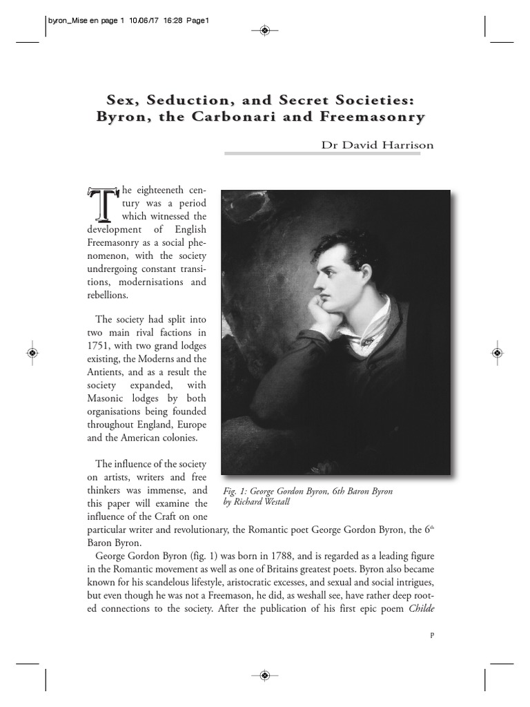 Sex Seduction and Secret Societies Byron PDF | PDF | Lord Byron ...