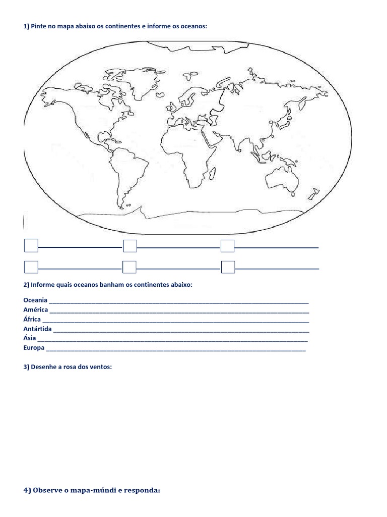 Continentes e Oceanos ATIVIDADE | PDF | Continente | Terra