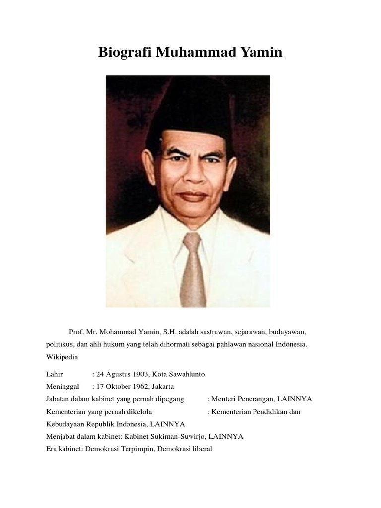 Biografi Singkat Muhammad Yamin | PDF