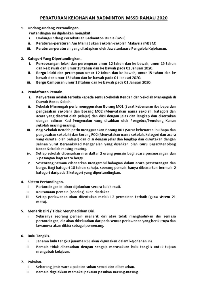 Clay MSSD Badminton 2020 | PDF