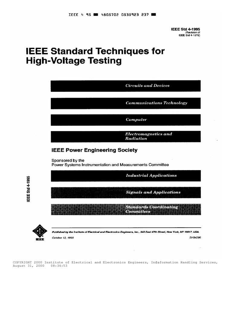 IEEE STD 4-1995 Standard Techniques For High Voltage Testing PDF | PDF ...