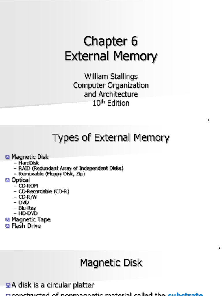 Types and Characteristics of External Memory | PDF | Solid State Drive ...