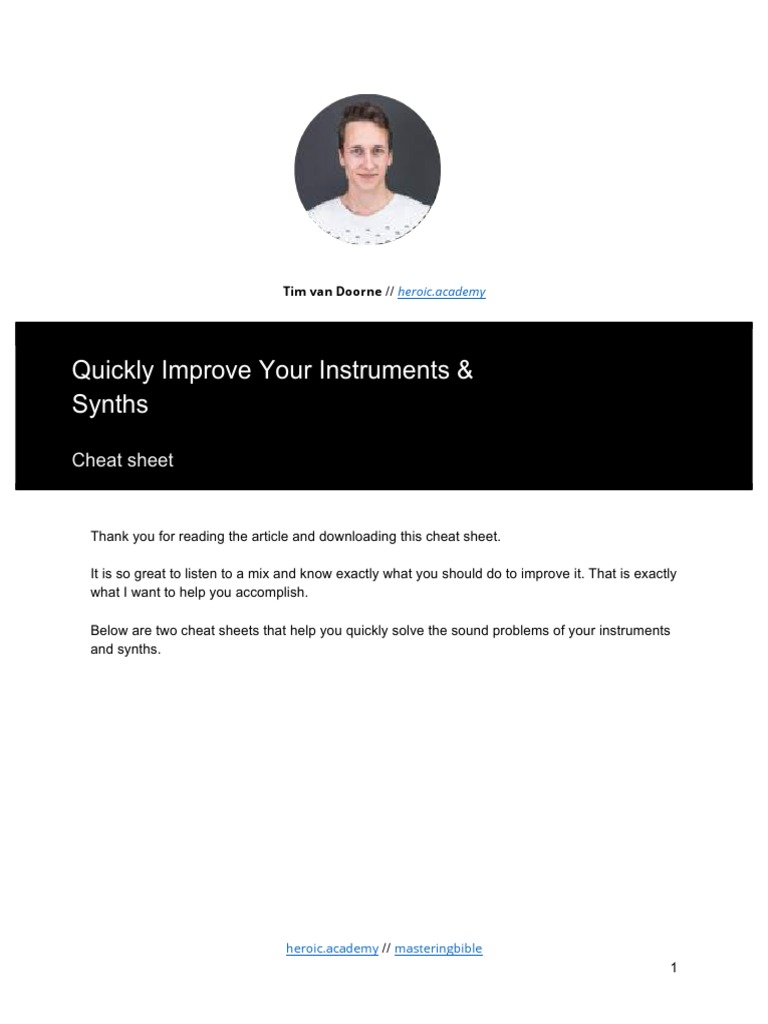 Cheatsheet Quickly Improve Your Instruments Synths | PDF | Synthesizer ...
