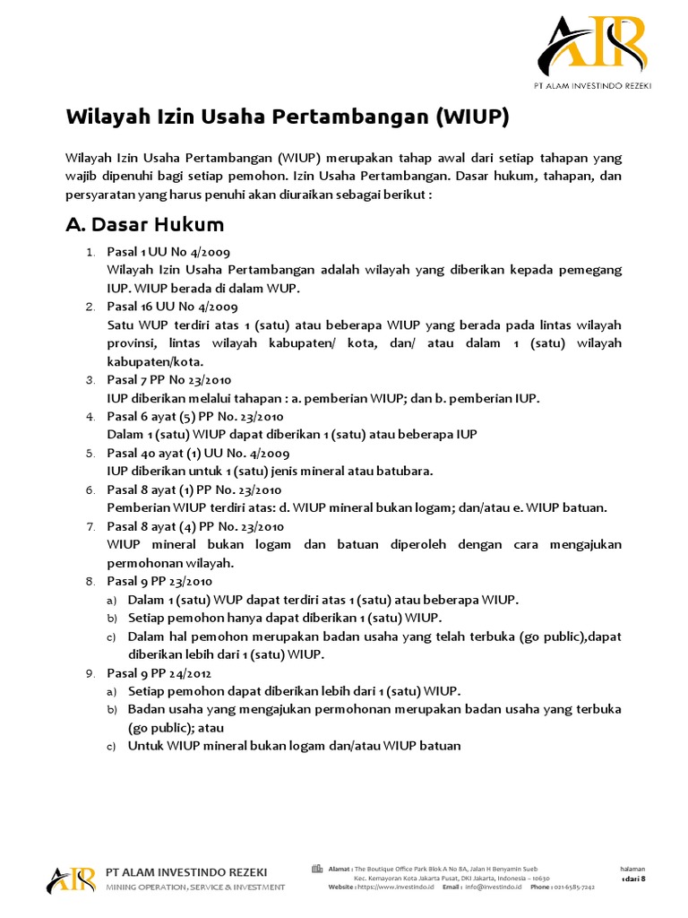 Persyaratan WIUP | PDF