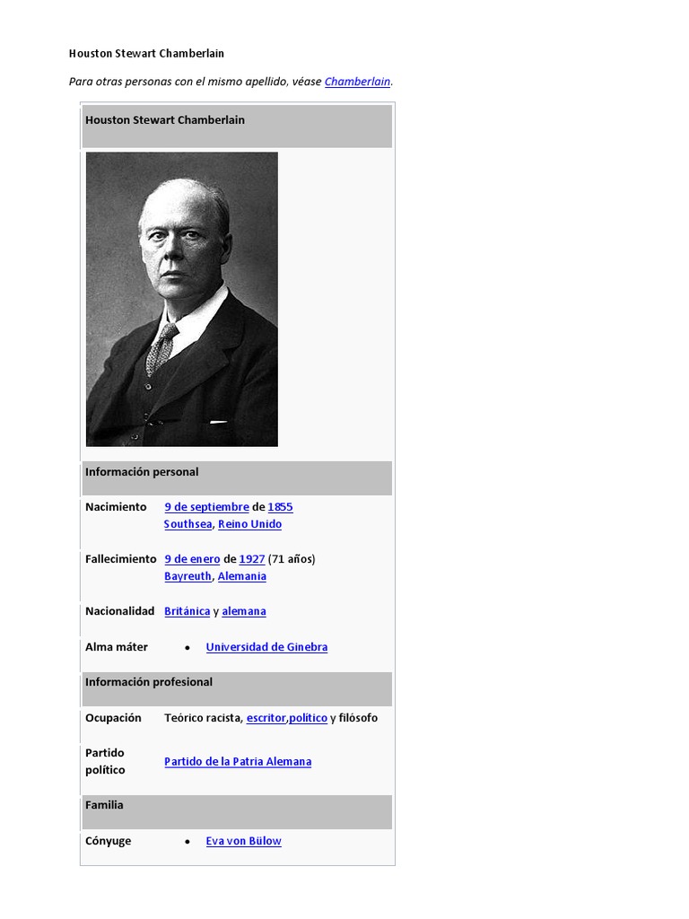 Houston Stewart Chamberlain: Ideología y Vida | PDF | Religión y creencia