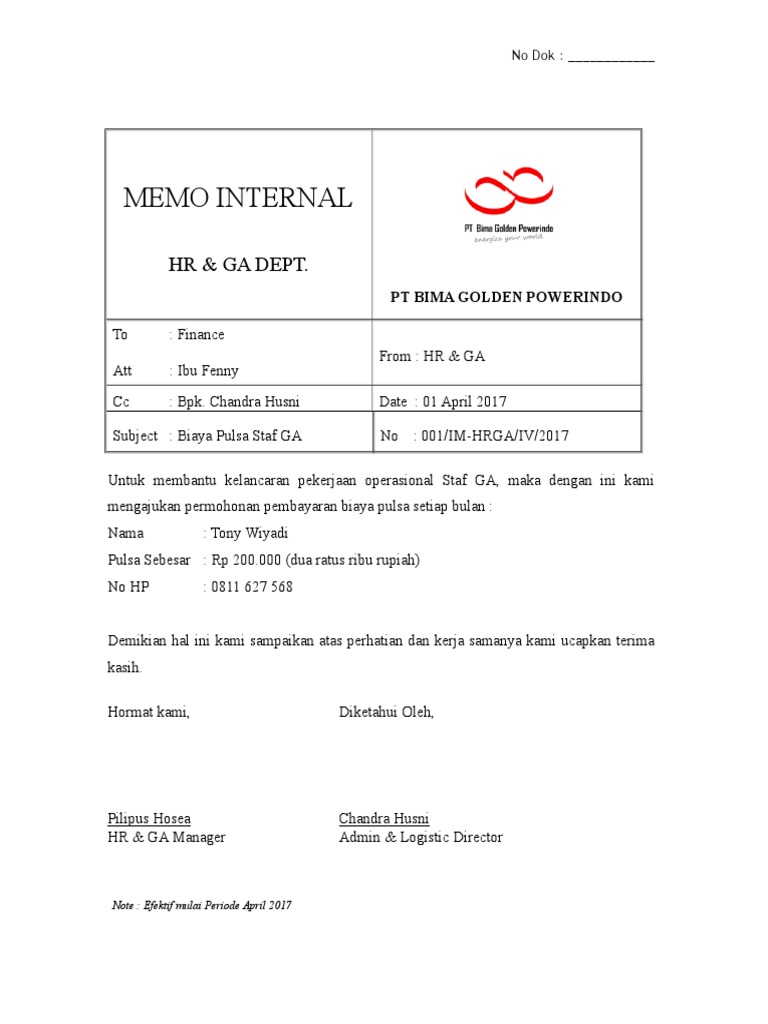 MEMO INTERNAL - Draft | PDF