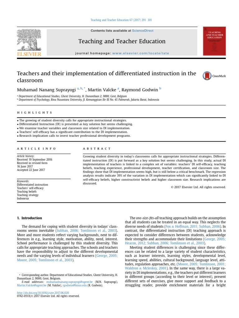 Teachers and Their DI Implementation | PDF | Differentiated Instruction ...