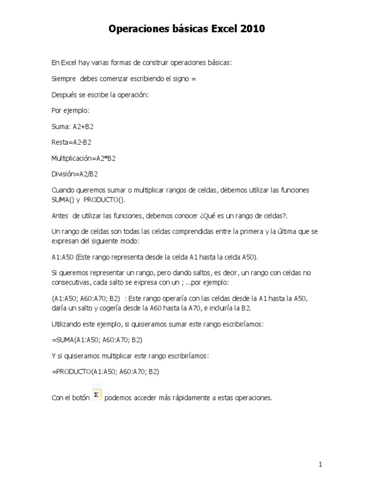 Tipos de Operadores Excel | PDF | Operador (Matemáticas) | Microsoft Excel