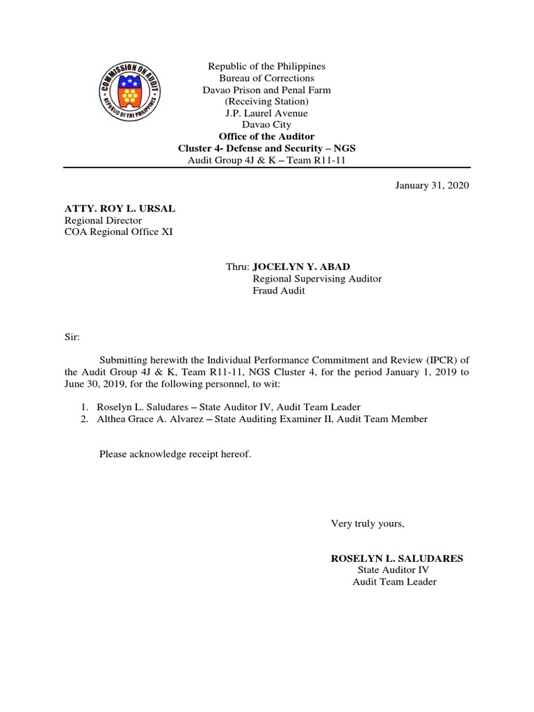 Transmittal Letter IPCR | PDF