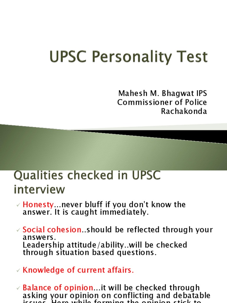 UPSC Personality Test | PDF | Law Enforcement | Crime & Violence
