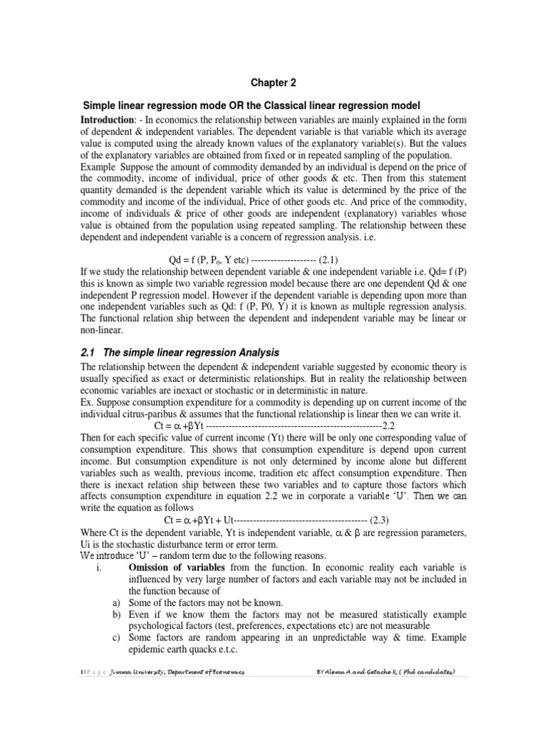 Econometrics Lecture Chapter 2 Note pdf-1 | PDF | Ordinary Least ...