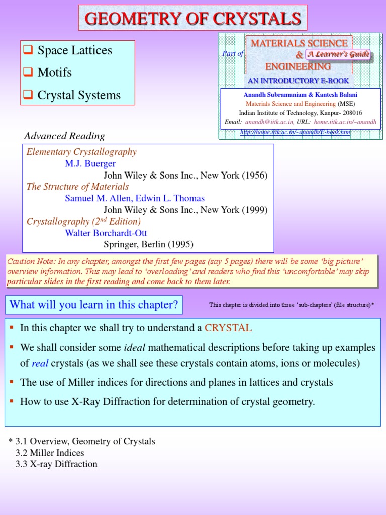 Chapter 3a Geometry of Crystals | PDF | Crystal Structure | Crystal