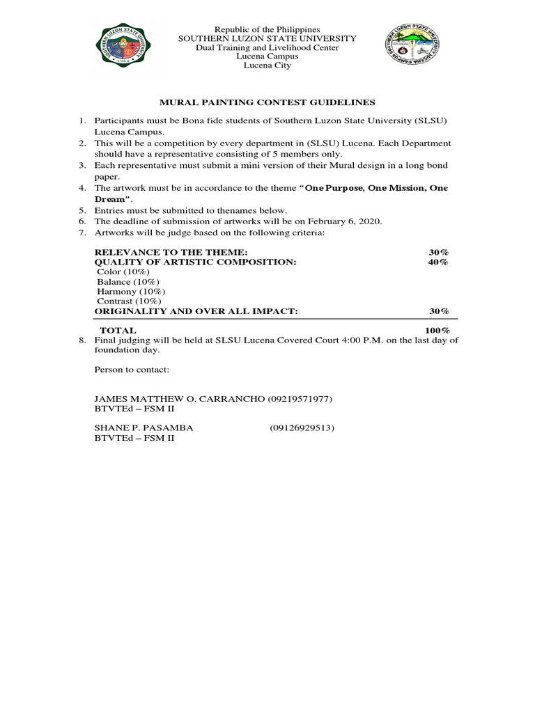 Mural Painting Contest Guidelines Pdf