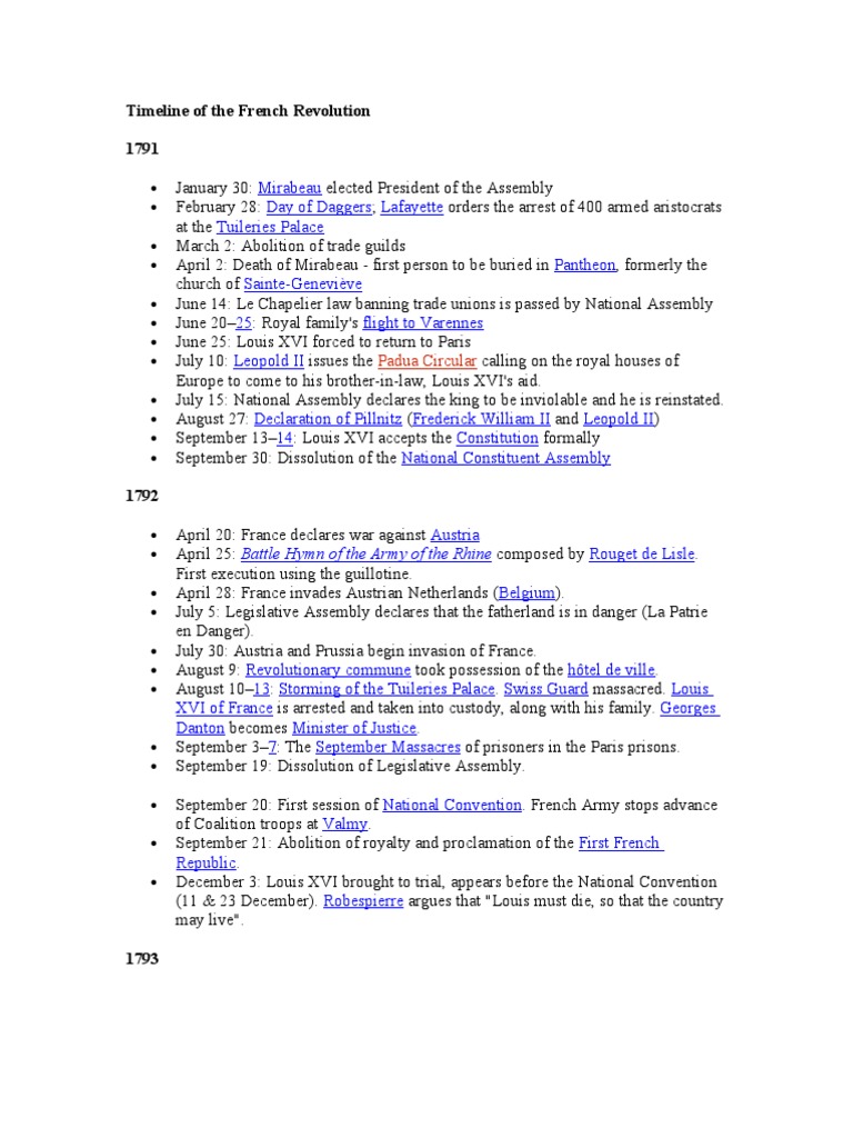 Timeline of The French Revolution | PDF | Maximilien Robespierre ...