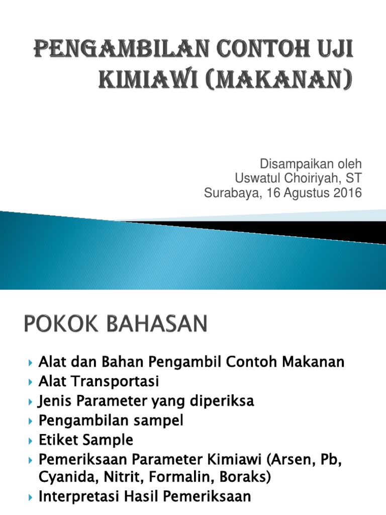 Pengambilan Sample Secara Kimia (Makanan) | PDF