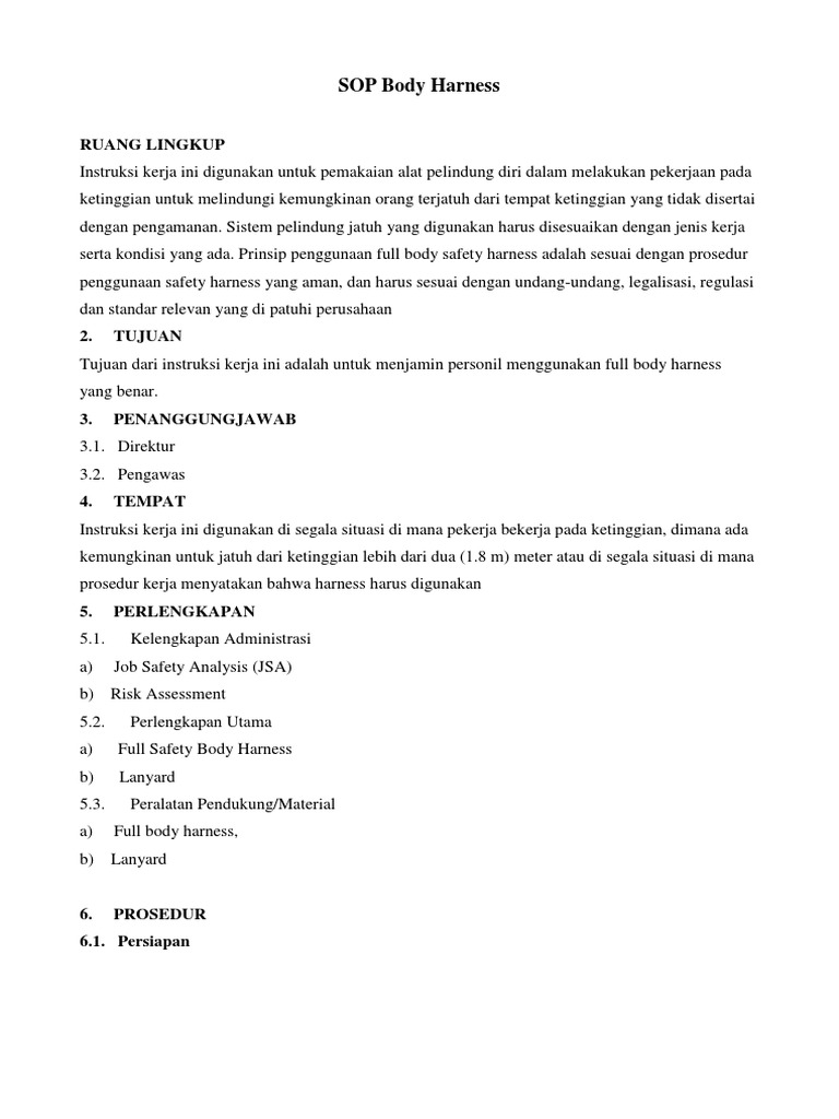 SOP Body Harness | PDF