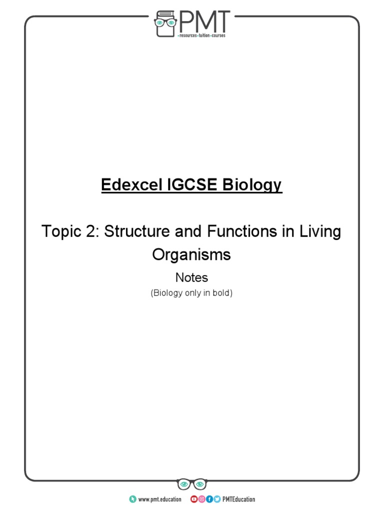 Detailed Notes - Topic 2 Structure and Functions in Living Organisms ...