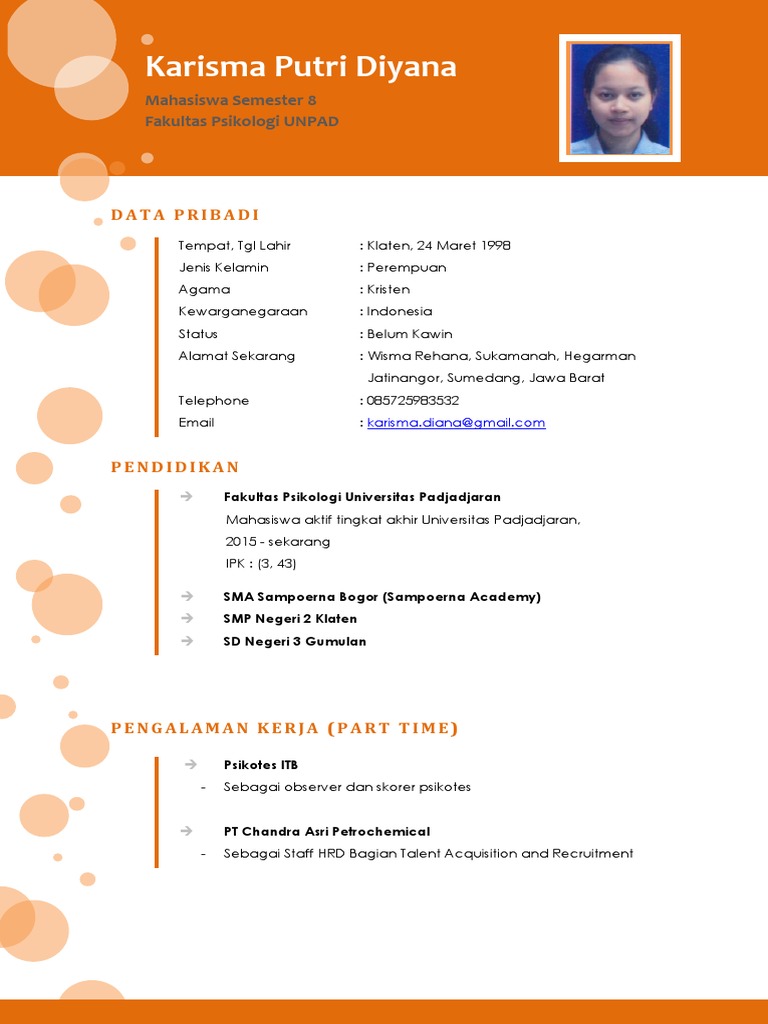 CV - Karisma Putri Diyana | PDF