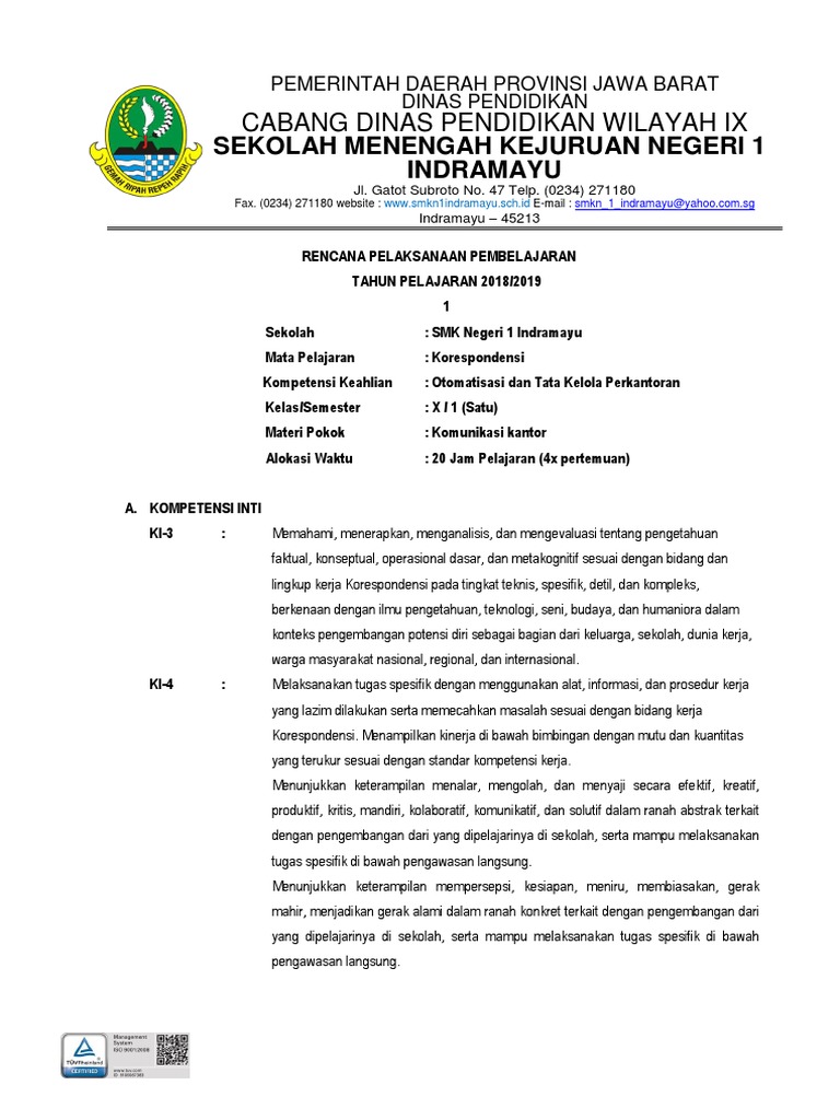 RPP Komunikasi Bisnis OTKP | PDF