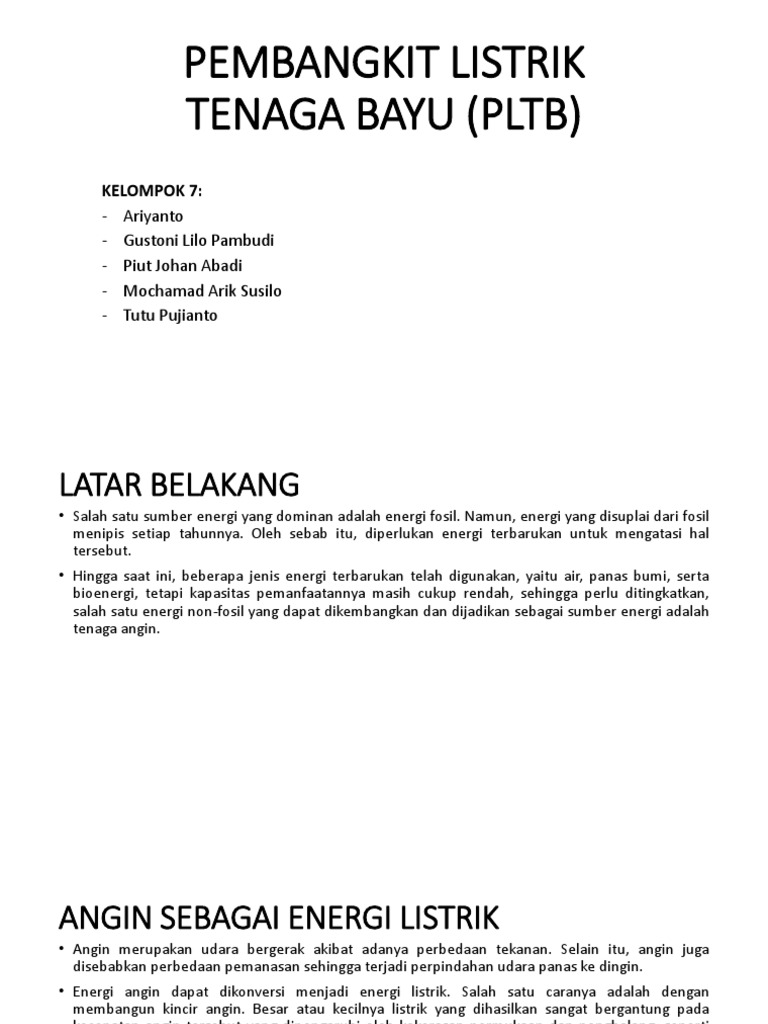 Pembangkit Listrik Tenaga Bayu (PLTB) | PDF