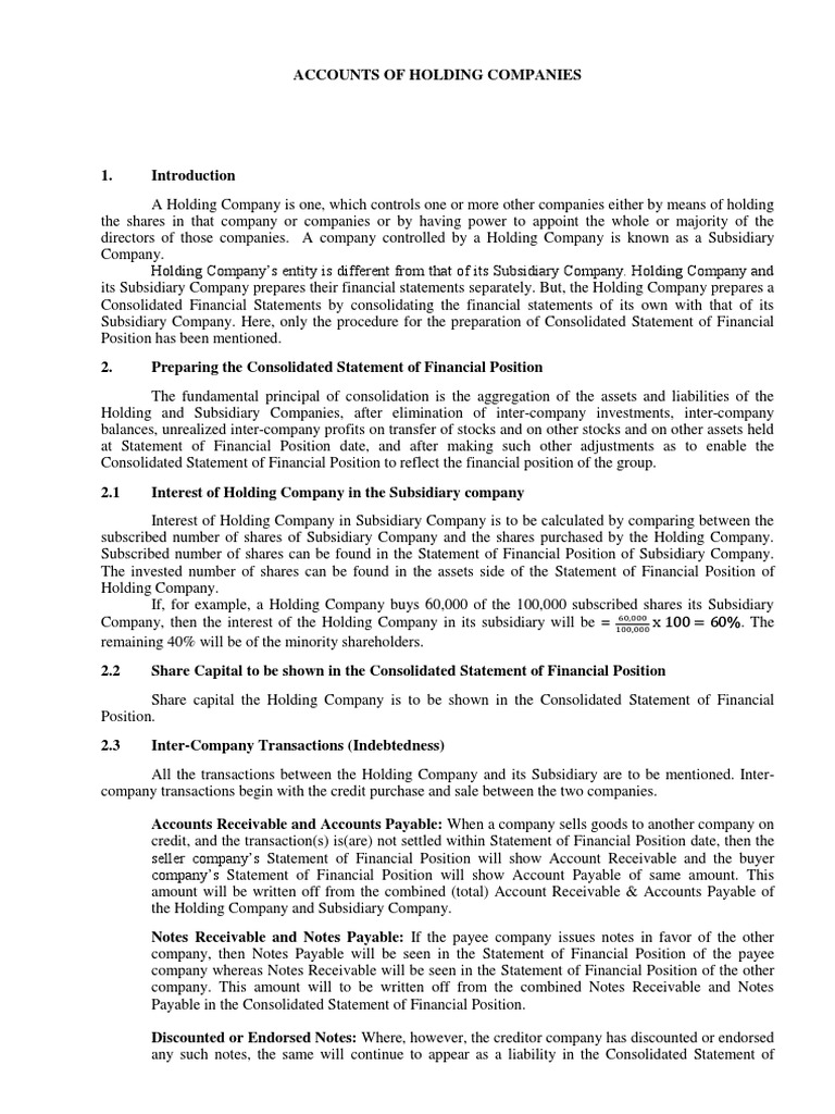 Holding Company Accounts | PDF | Balance Sheet | Dividend