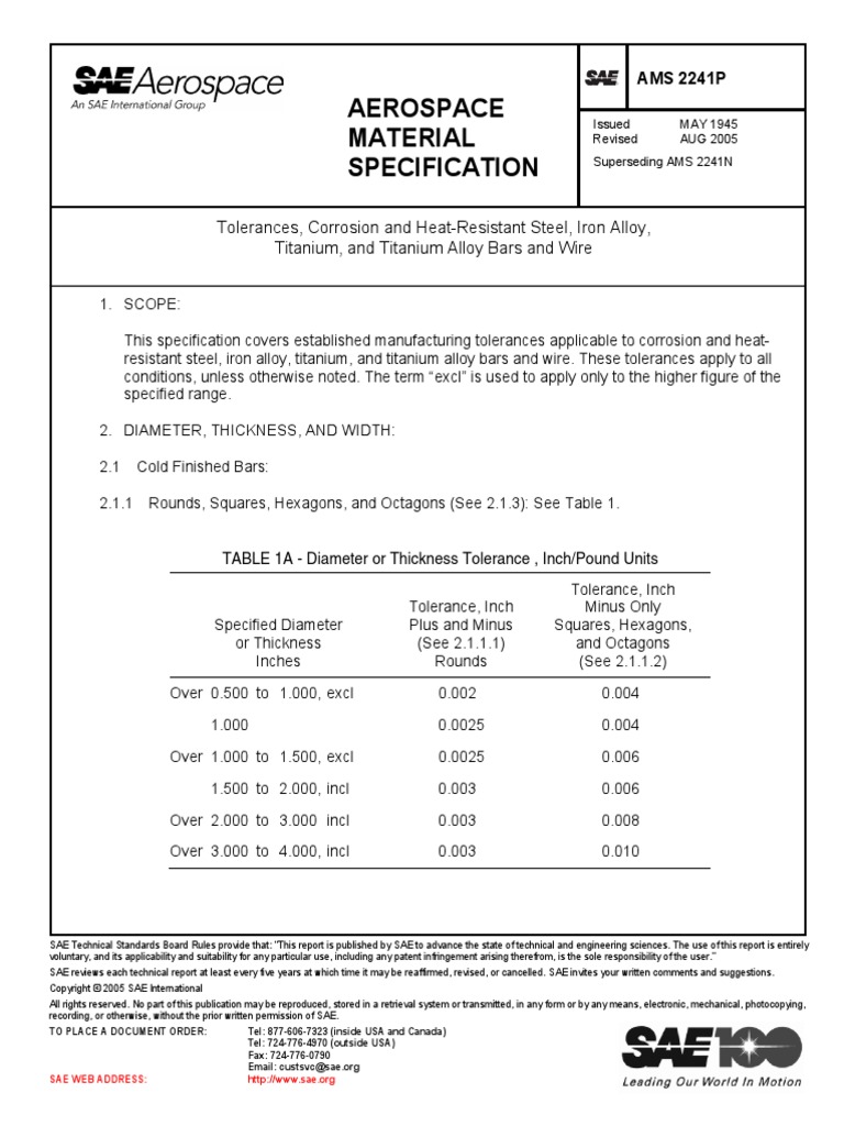 Ams 2241 | PDF | Engineering Tolerance | Titanium