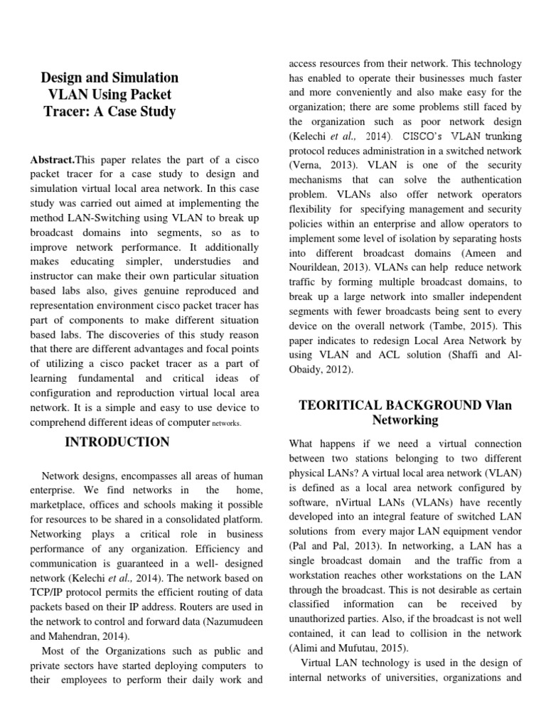 Design And Simulation Vlan Using Cisco Packet Trac Shodh Pdf Router Computing Computer