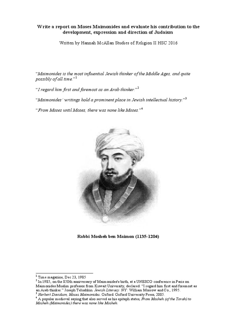 Evaluating Moses Maimonides Contribution | PDF | Maimonides | Halakha