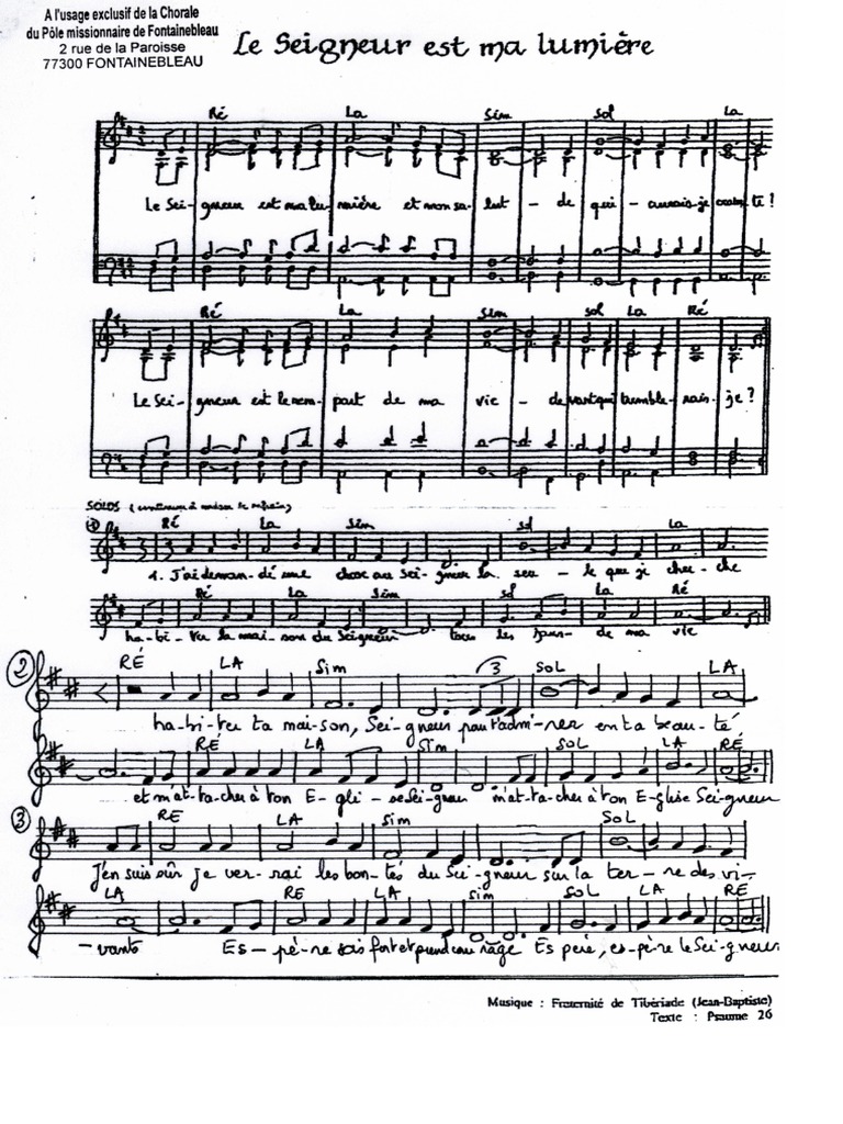 Le Seigneur Est Ma Lumiere Et Mon Salut | PDF