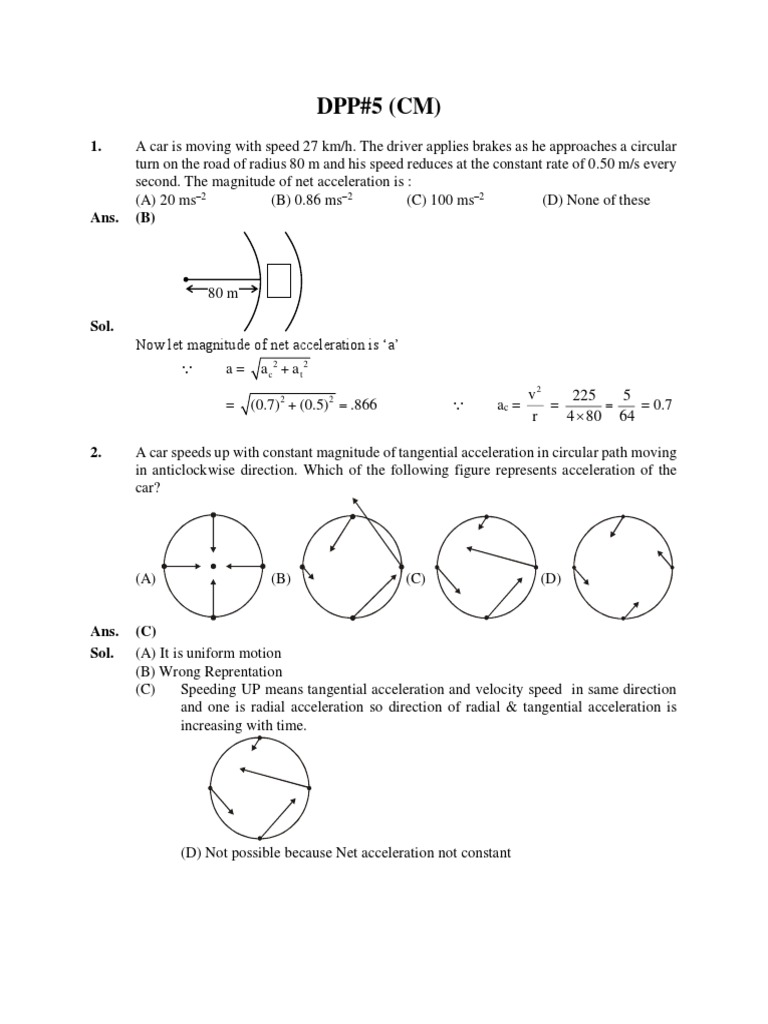 DPP#5 Circular Motion Solution | PDF | Acceleration | Speed