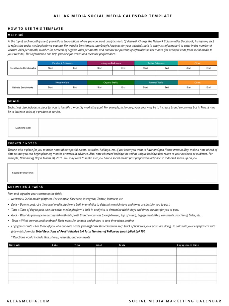 Aam Social Media Calendar Worksheet | PDF | Social Media Marketing ...
