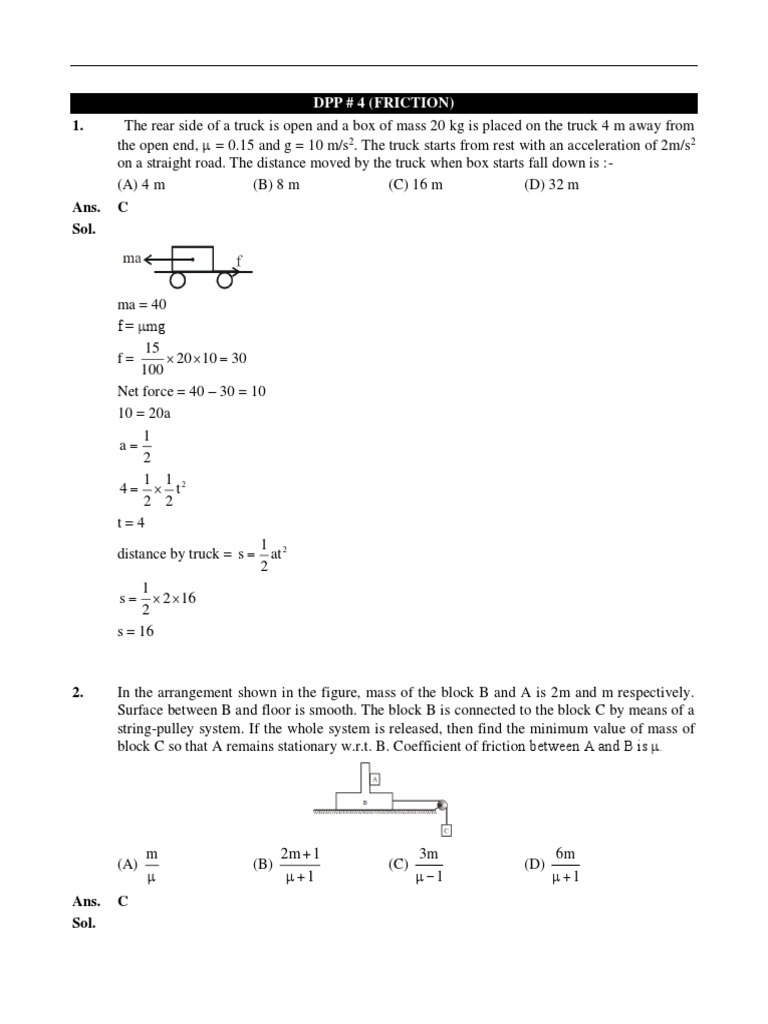 DPP#4 NLM Sol PDF | PDF | Friction | Force