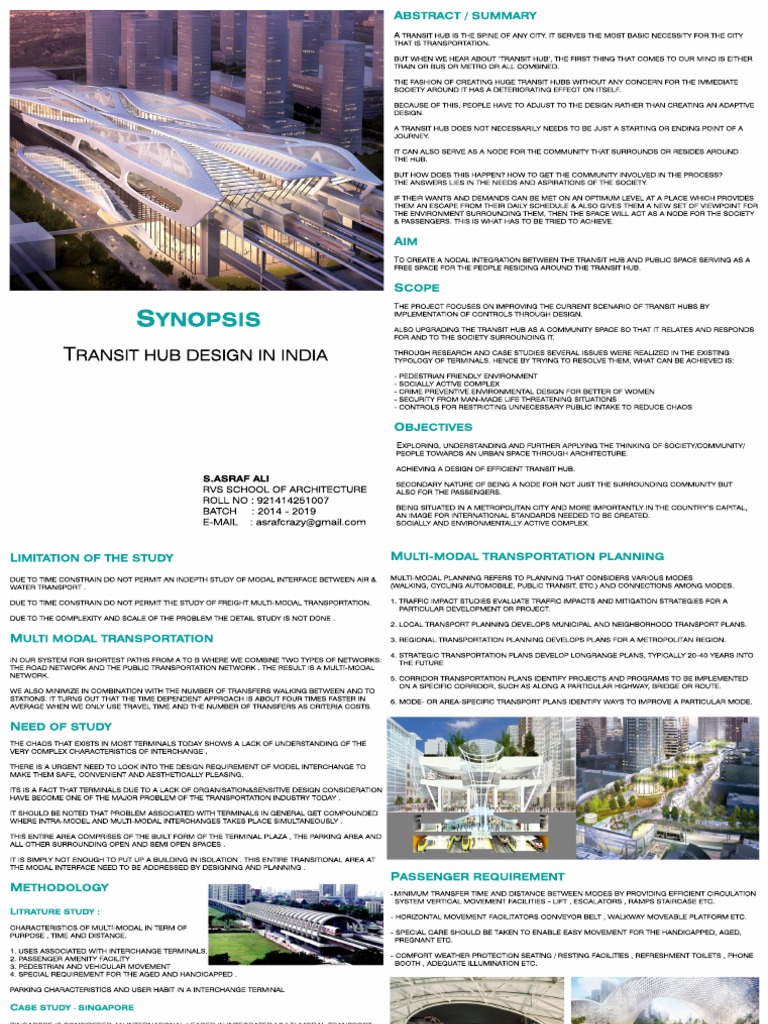 TRANSIT HUB Thesis - Synopsis PDF | PDF | Public Transport | Public ...