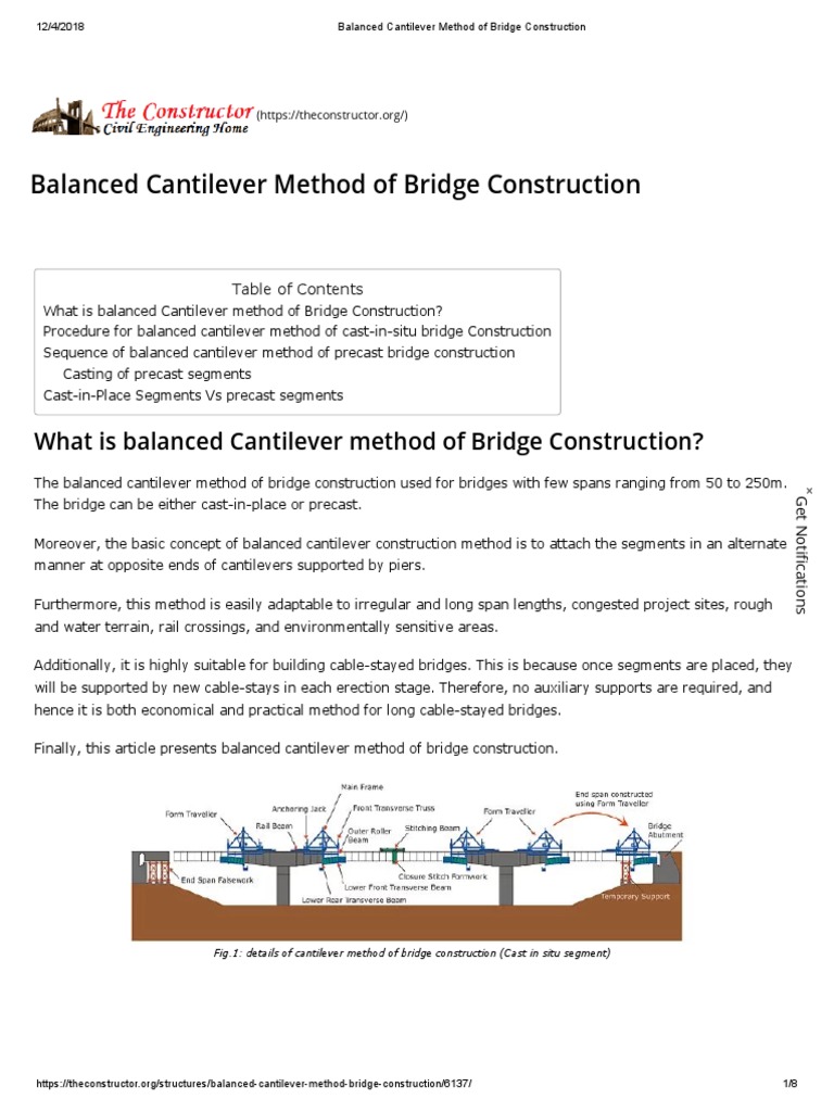 Balanced Cantilever Method of Bridge Construction | PDF | Precast ...