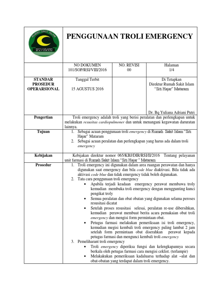 Prosedur Penggunaan Troli Emergency | PDF