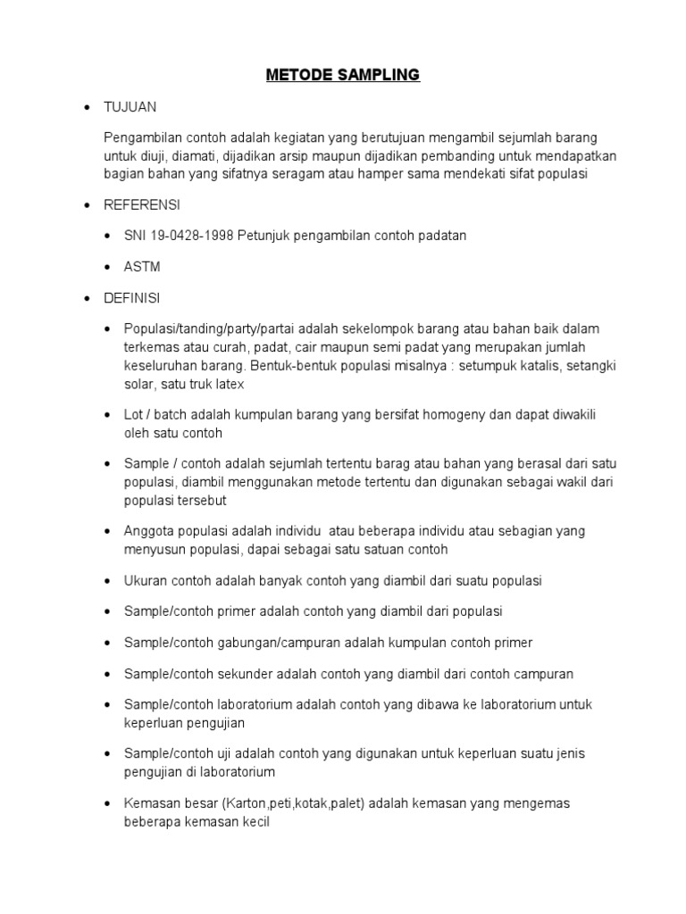 Sni 0428 1998 Sampling Plan Bahan Pdf