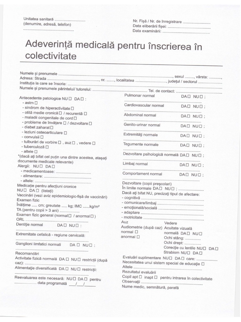 Adeverinta Inscriere Colectivitate