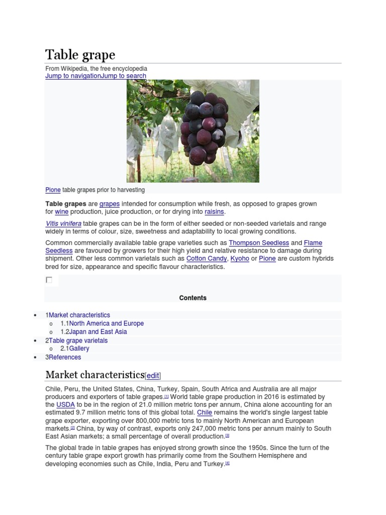 Overview of Table Grapes Varieties | PDF | Grape | Vitis