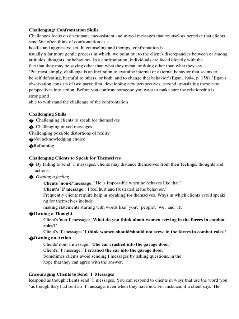 Challenging Skills | PDF | Perception | Psychotherapy