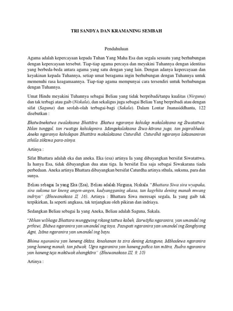 Tri Sandya Dan Kramaning Sembah | PDF