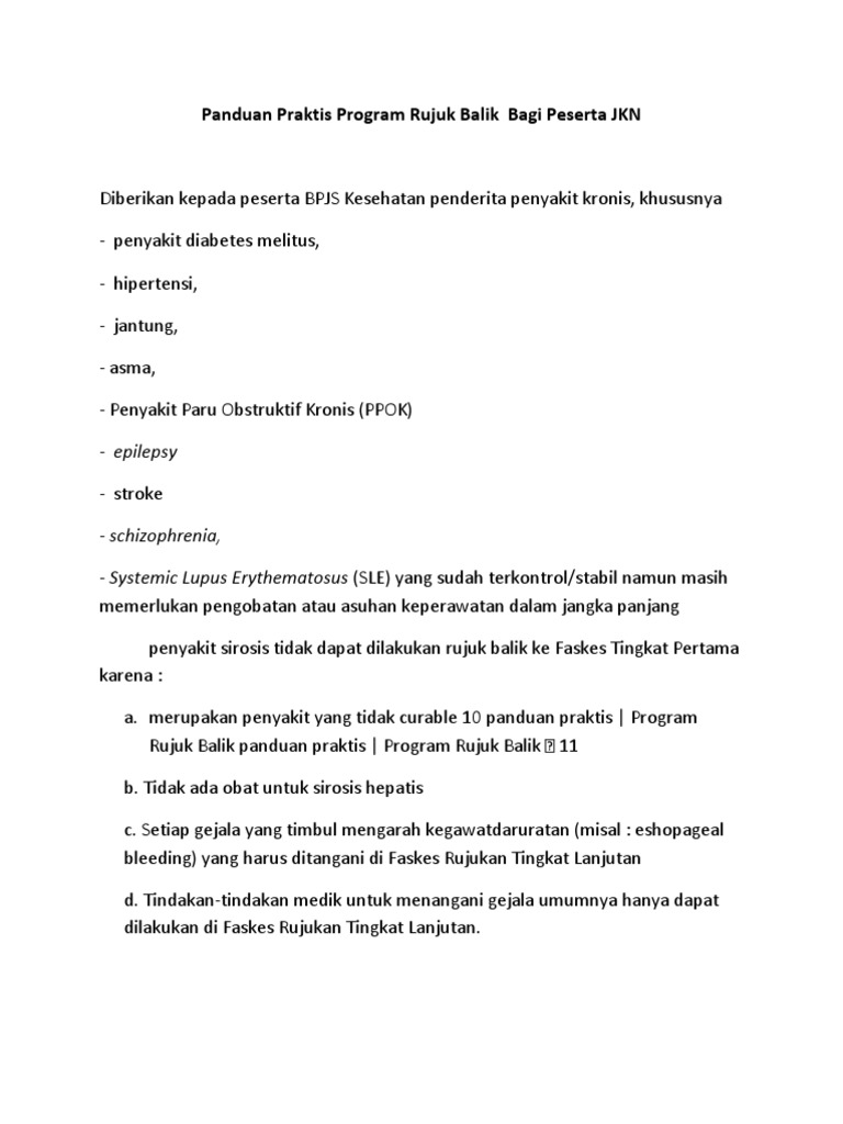 Mengatur Penyakit Kronis Melalui Program Rujuk Balik Pdf