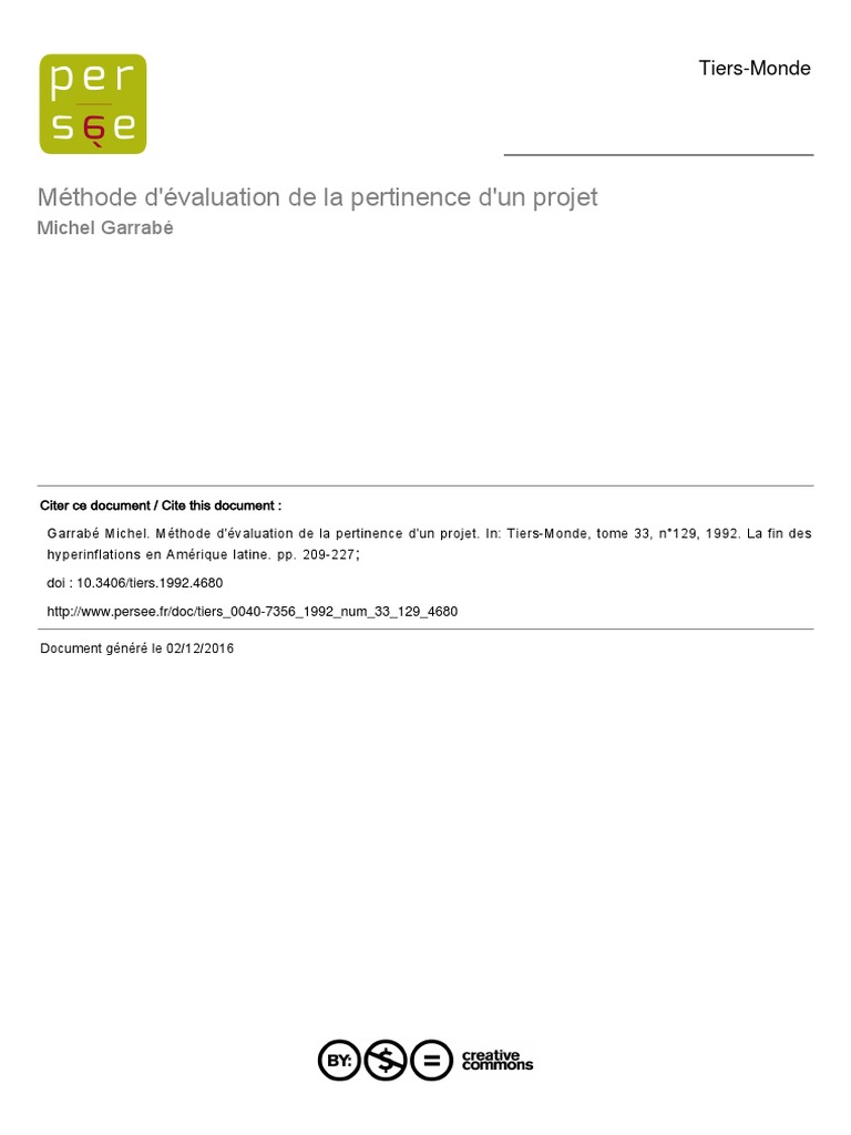 Methode Devaluation de La Pertinence D'un Projet | PDF | Risque ...