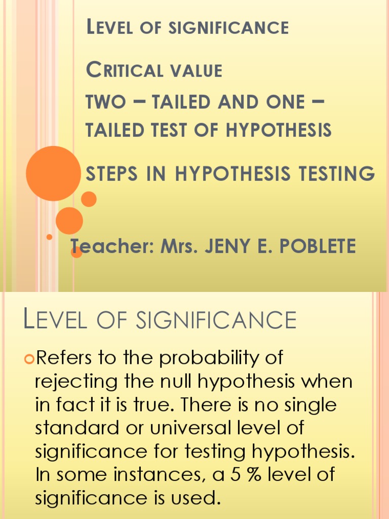 Understanding Level of Significance | PDF | Statistical Hypothesis ...