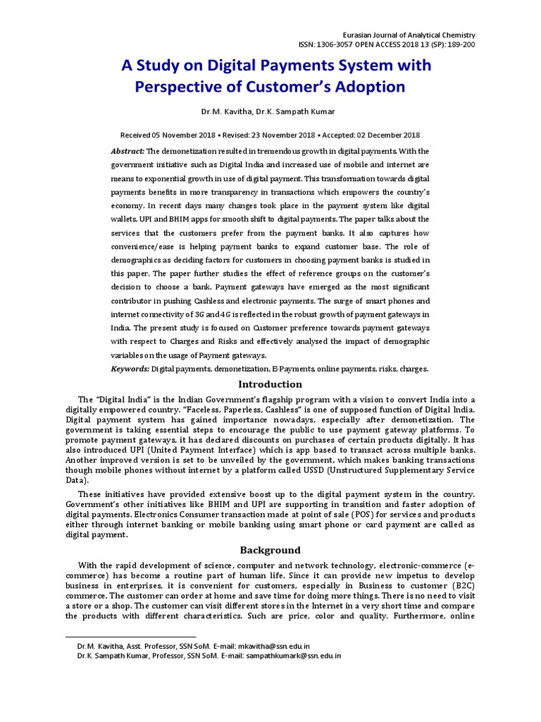 Digital Payment System 2018 | PDF | E Commerce | Questionnaire