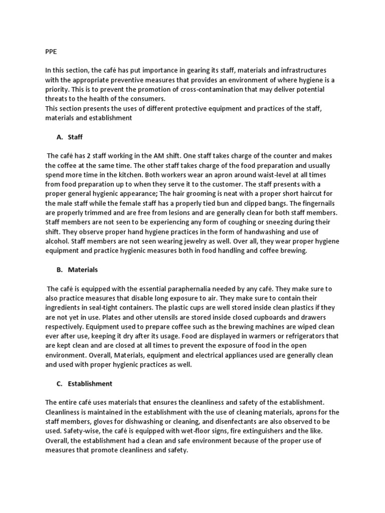 PPE Food Preparation | Download Free PDF | Hygiene | Personal ...