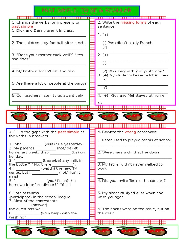 Past Simple: To Be & Regular Verbs Exercises | PDF