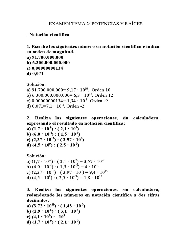 Examen Potencias y Raices | PDF | Enseñanza de matemática | Science