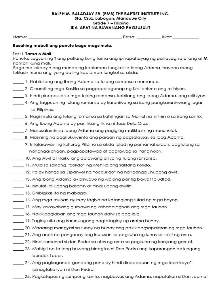 Grade 7 Filipino | PDF