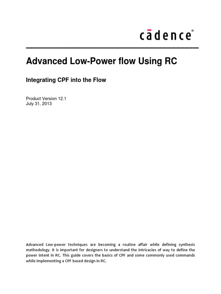 Advanced Low-Power Flow Using RTL Compiler - Integrating CPF Into The Flow | PDF | Hierarchy ...